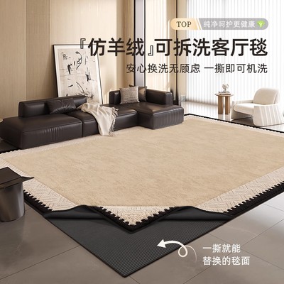 法式复古双层可拆洗地毯客厅地面高级感沙发地垫家用可机洗垫子