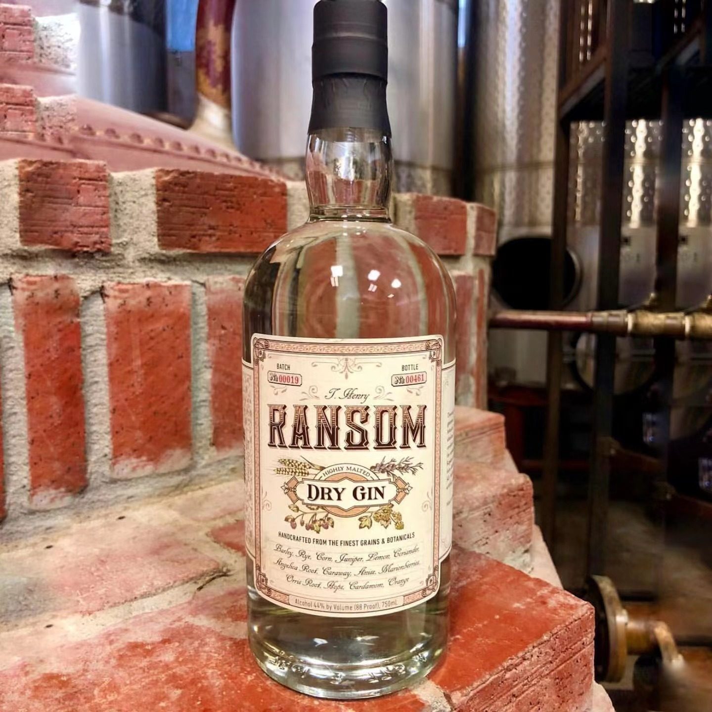 美国RANSOM DRY GIN赎金干杜松子酒金酒 香气浓郁 适合纯饮750ML_虎窝淘