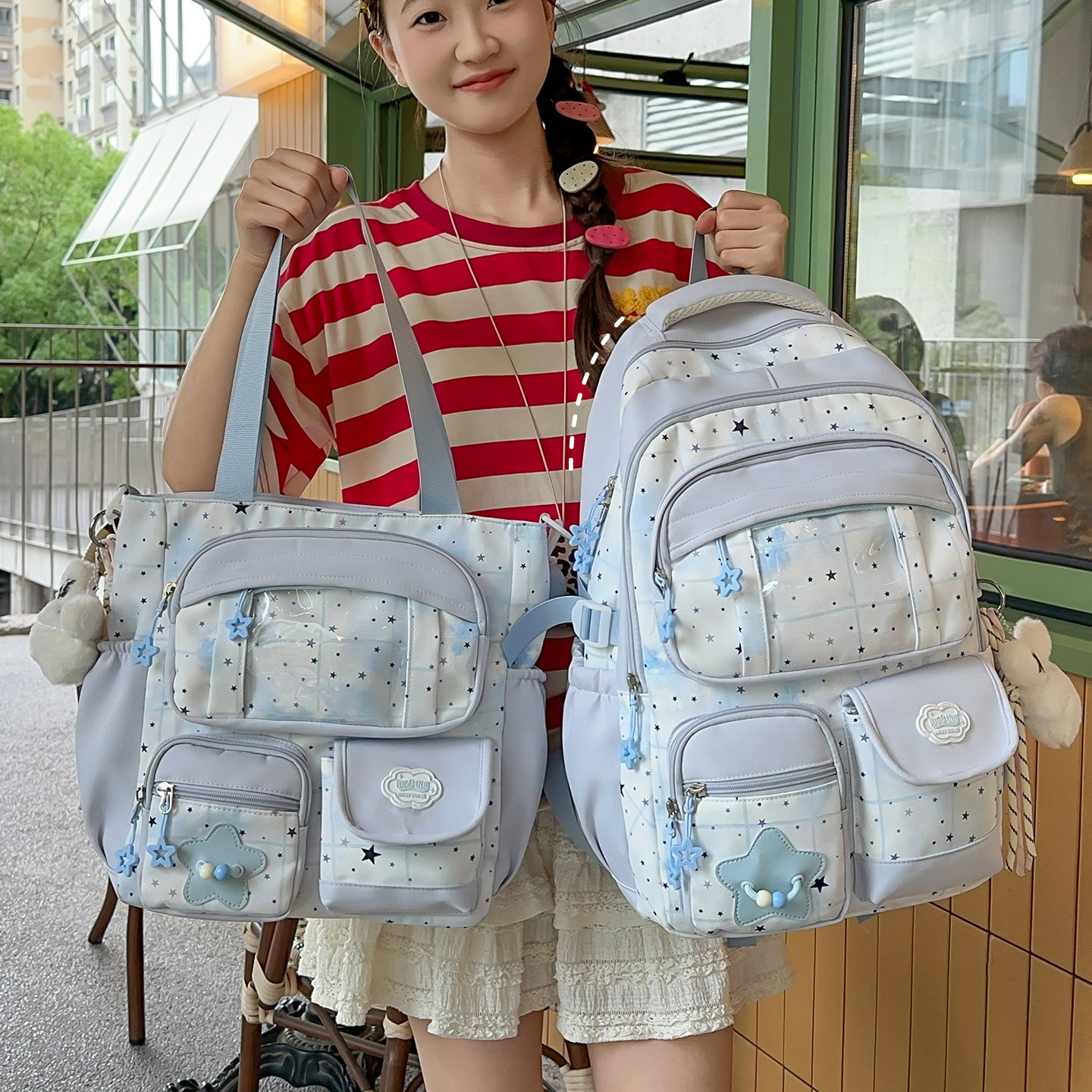 疆誉高颜值书包女初中生小清新少女高中双肩包小学生3-6年级背包
