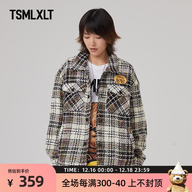 TSMLXLT【TT Bear系列】潮牌时尚宽松简约格子口袋棉服外套_虎窝淘