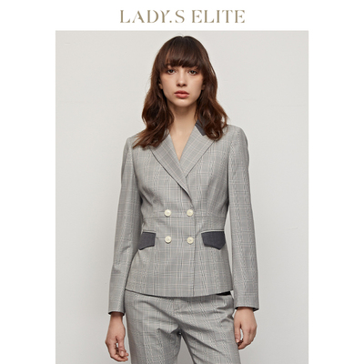 慕裁 2025新款西装外套女格子修身显瘦职业装气质百搭休闲西服