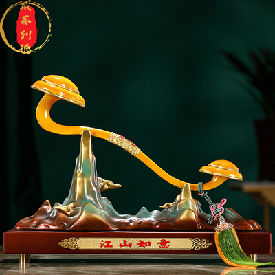 威弗列德客厅酒柜玄关家居乔迁办公室装饰品全铜江山如意中式摆件