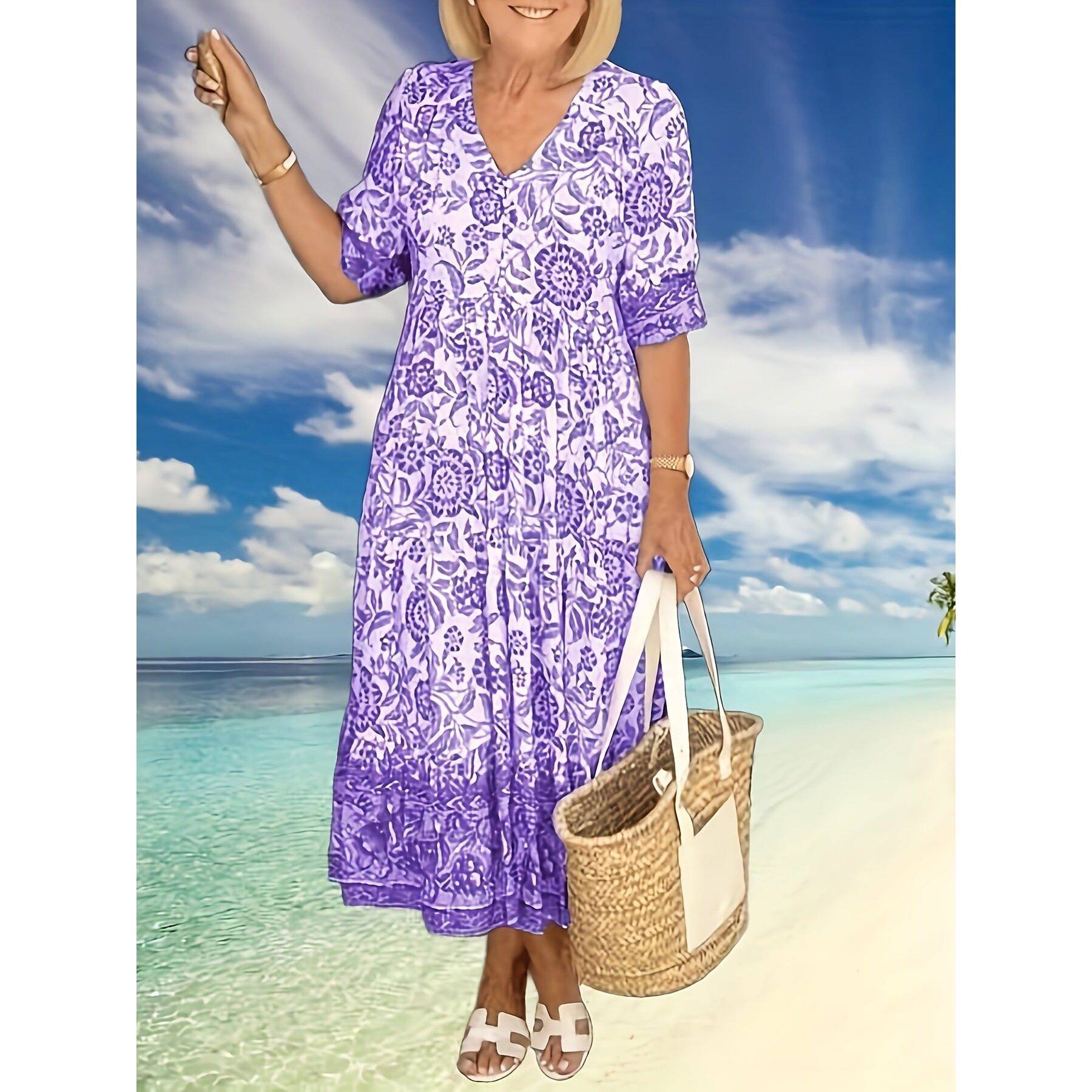 Z 10863 V Neck Floral Maxi Dress 碎花连衣裙