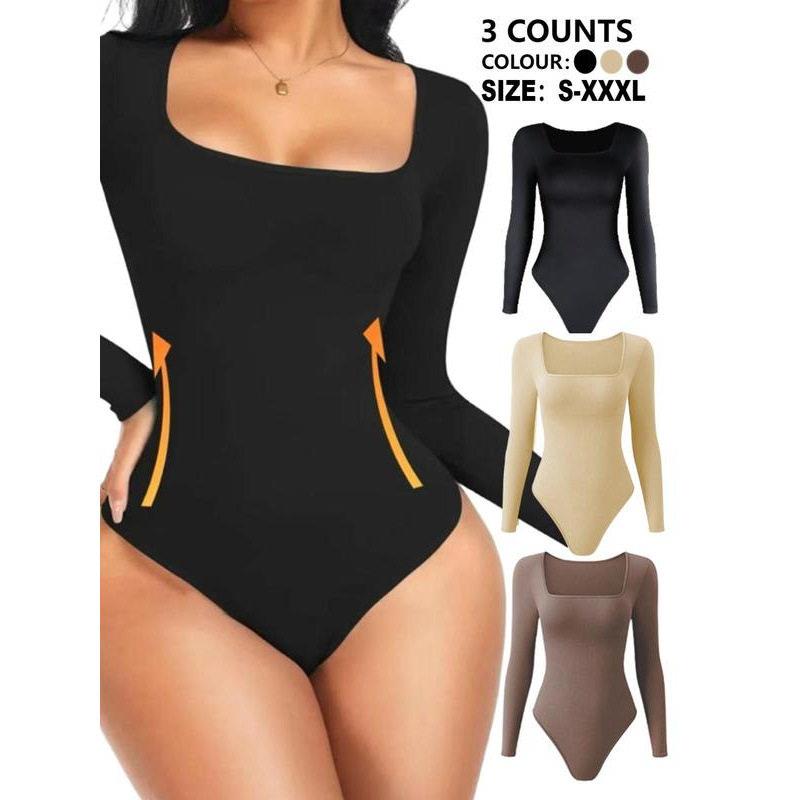 M 28126 Square neck long sleeve slim bodysuit 方领长袖修身连