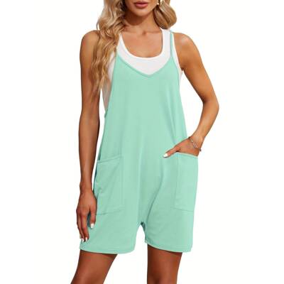 H 95921 Zipper Pocket Jumpsuit 吊带连体裤