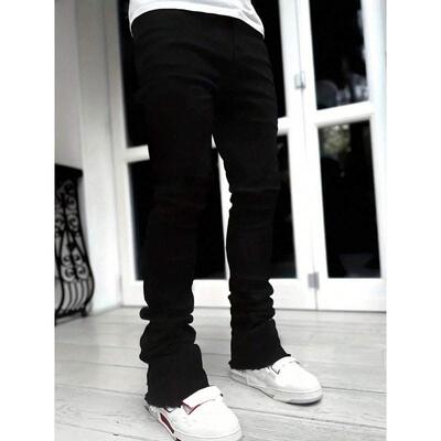H 55627 Stretch patch denim stack pants 弹力贴布牛仔堆叠裤