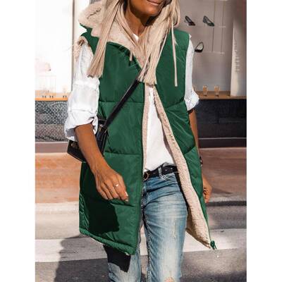 H 44339 Reversible Hooded Puffer Vest 双面穿棉服马甲跨境