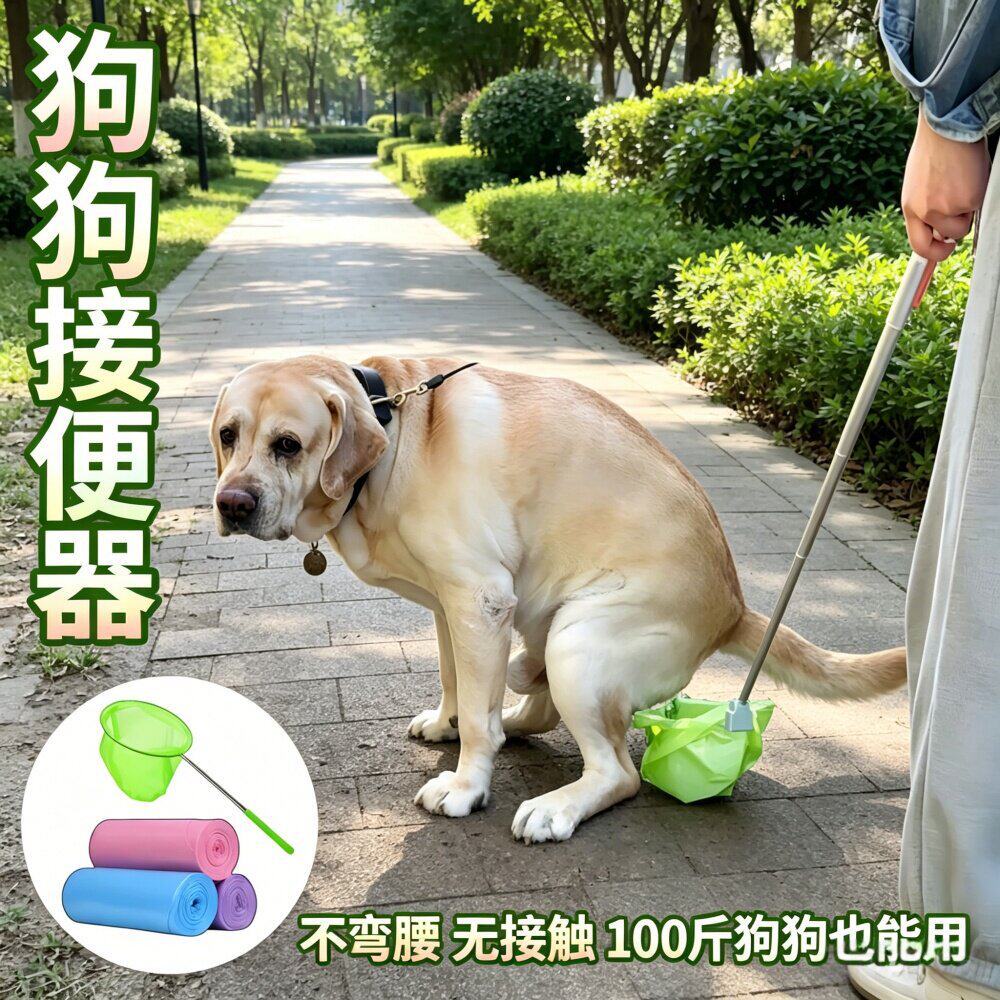 狗狗接便器捡屎神器接屎拉屎神器拾便便遛狗拾便袋器接狗捡屎袋