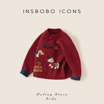 INSbobo儿童国风盘扣毛衣外套