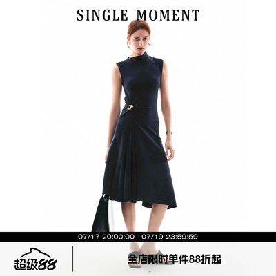 SINGLE MOMENT 26SS法式通勤气质百搭休闲扭结无袖简约连衣裙女