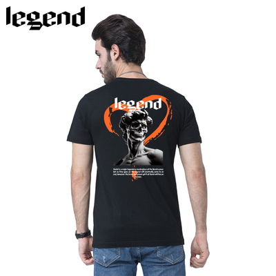 传奇LEGEND夏季短袖t恤男女T恤衫休闲透气运动纯棉骷髅石膏美术生