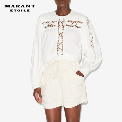 MARANT ETOILE VALMIRA法式圆领棉麻混纺长袖罩衫女