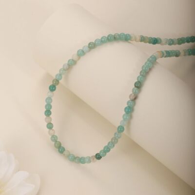 1PC 4mm natural amazonite stone beaded necklace for women