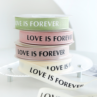 中麻边罗鲜花丝带花束缎带