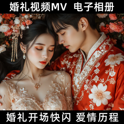 婚礼视频开场MV电子相册定制作结婚纱照片大屏幕暖场剪辑PPT模板