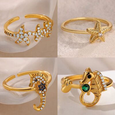 Starfish Rings for Women Gold Color Stainless Steel Opening