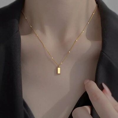 New Simple Small Golden Nugget Metal Texture Pendant