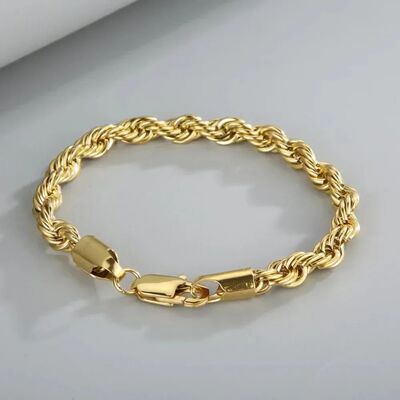 18k Gold color Silver Plated 4MM Rope Chain Bracelets for