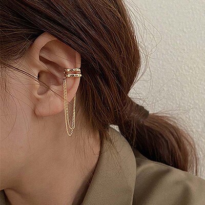 JWER New Long Tassel Ear Cuff Multilayer No Piercing Hook