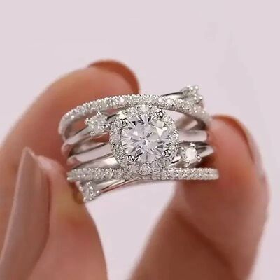 Huitan Luxury Wedding Rings for Women Fancy Cross Design