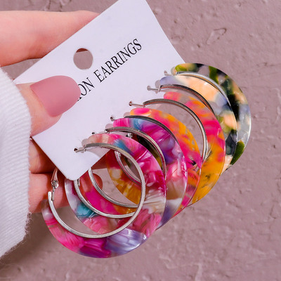 2023 Geometric Statement Acrylic Hoop Women's Earrings Set