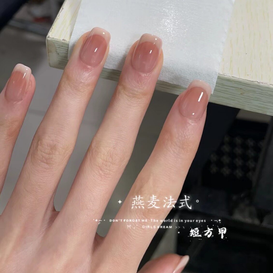 『燕麦法式』纯手工穿戴甲纯欲腮红建构皮粉法式冰透裸色美甲贴片