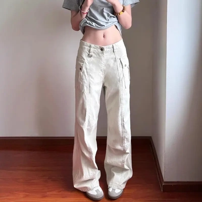 RedFire  美式复古褶皱设计感工装裤男女宽松高街vibe直筒休闲裤