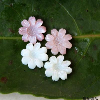 diy向日葵无孔手作风胸针白贝