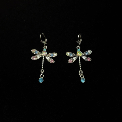 Vintage古着 Broken diamond dragonfly耳饰