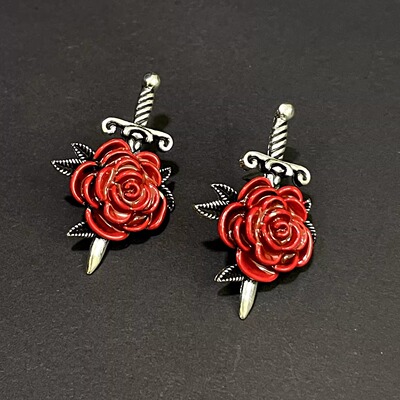 Vintage古着 Medieval Sword Rose耳饰