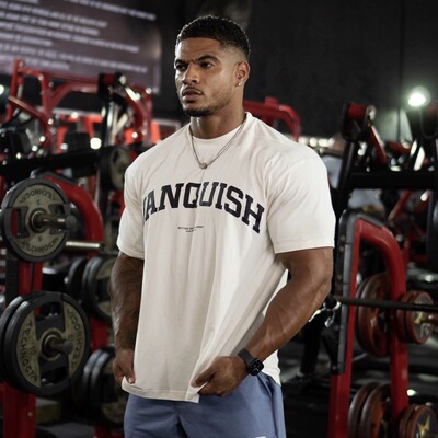 现货新款VANQUISH VARSITY字母运动休闲棉质弹性圆领宽松短袖F2