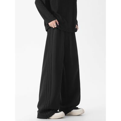 City Hipster 美式重磅黑色卫裤男秋季新款潮牌宽松垂感直筒长裤