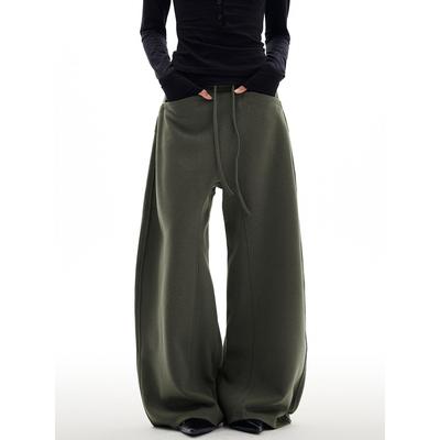 THUMPUP覆古垂感弯刀休闲卫裤男女宽松直筒设计感香蕉阔腿裤子ins