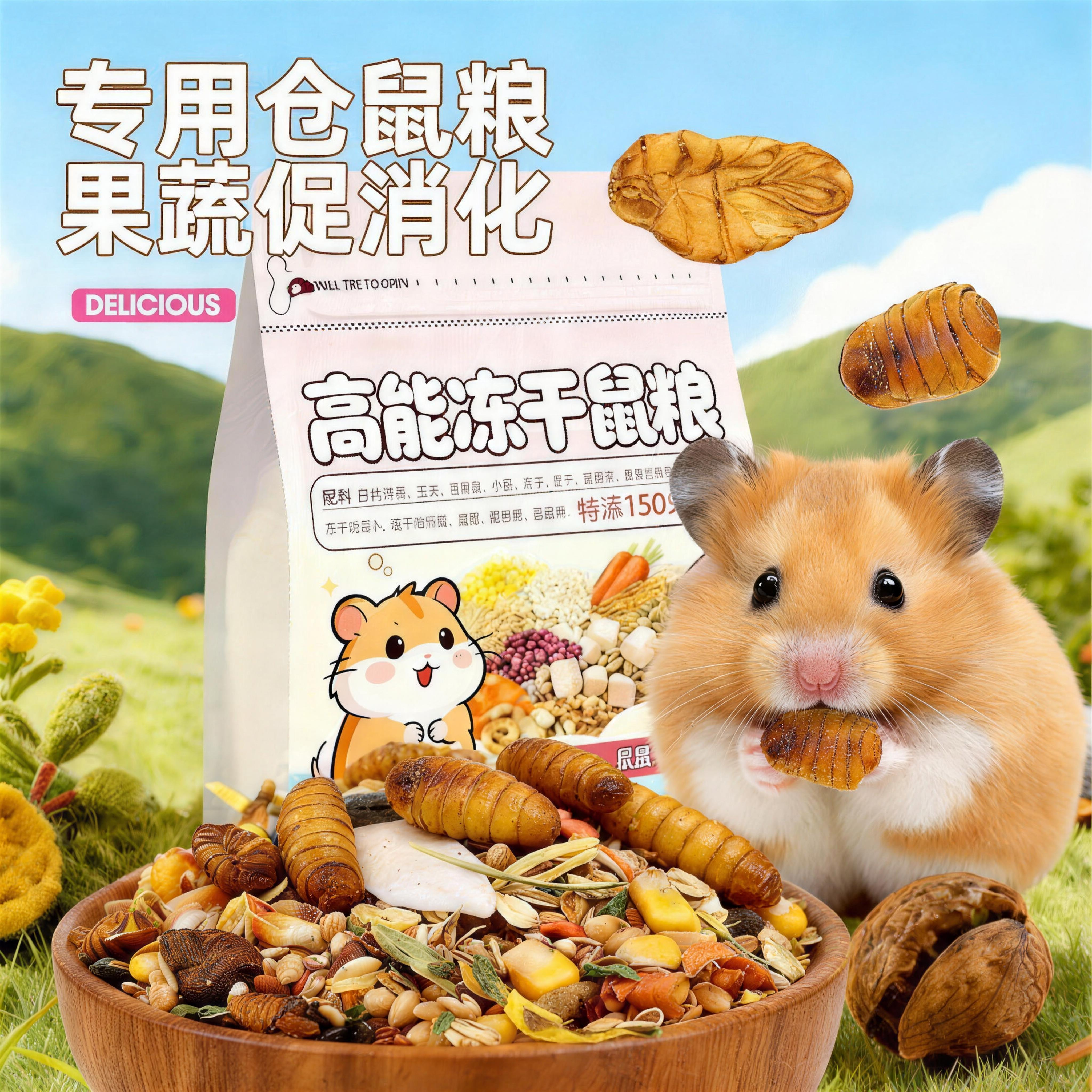 仓鼠粮食主食冻干增肥长肉营养金丝熊花枝鼠通用自配粮饲料果蔬混