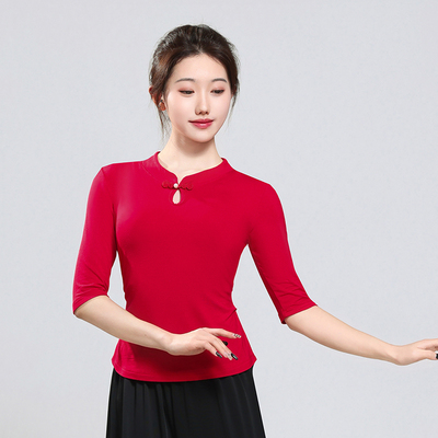 练功服新款复古立领广场舞上衣