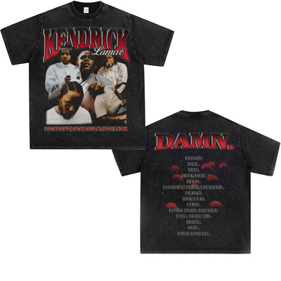Kendrick Lamar 肯德里克拉马尔说唱美式透气重磅纯棉宽松短袖T恤