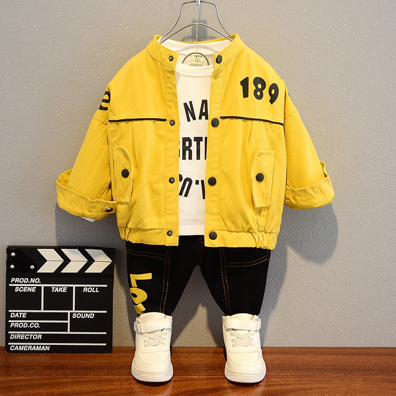 男童春装套装2023小童春秋童装新款帅气男宝宝儿童衣服休闲三件套_虎窝淘