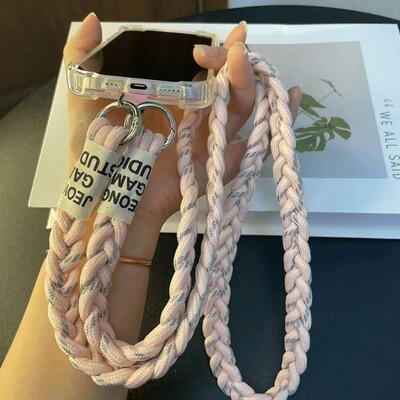 Durable Three-Strand Braided Mobile Phone Lanyard Long Cross