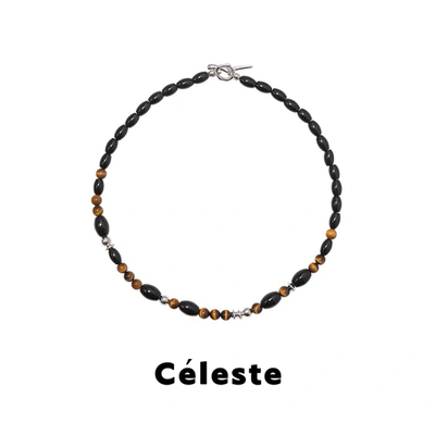 Céleste虎眼石串珠项链女