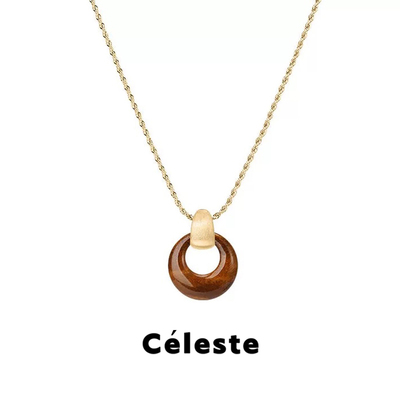 Céleste天然石圆环吊坠项链女
