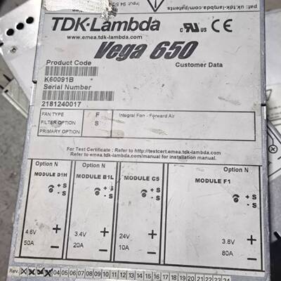 议价TDK-Lambda Vega650 K60091B电源可维修
