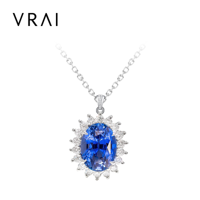 VRAI芮爱 戴妃蓝宝吊坠 皇家蓝铂金吊坠 高级定制送礼
