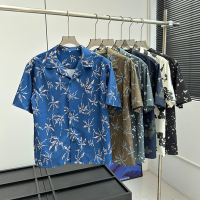 夏季男士莫代尔混纺翻领短袖衬衫