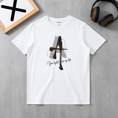 宽松男士短袖原创重磅100%纯棉男士短袖T恤新款半袖涂鸦国潮美式