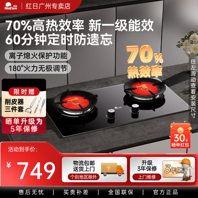 红日EX26B家用燃气灶红外线猛火炉双灶70%热效率节能嵌入式煤气灶