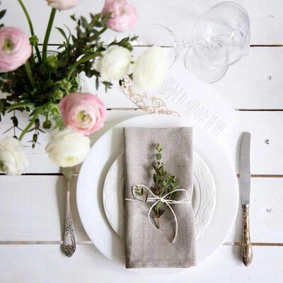 12 Pieces Linen Napkin,White Napkins,Table Dinner Napkins fo