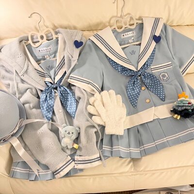 【粉蓝双子】城南诗中意原创帽衫甜妹水手服幼稚园jk学生制服校供