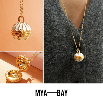 MYABAY白珐琅圆球可调节毛衣链