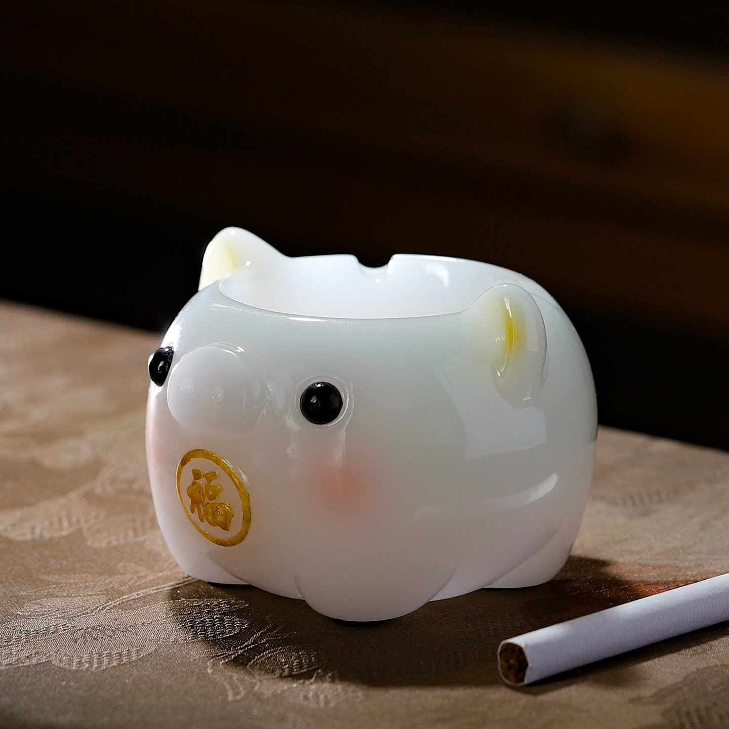 创意卡通可爱小猪造型烟灰缸家用客厅办公室烟缸烟盅装饰品摆件