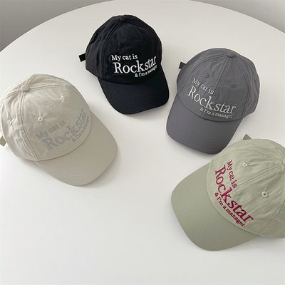 易梦玲韩国夏my catis rockstar字母刺绣尼龙鸭舌帽软顶棒球帽女